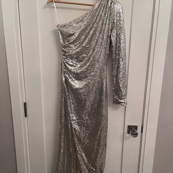H&M | Dresses | Hm Silver Sequin Oneshoulder Dress | Poshmark
